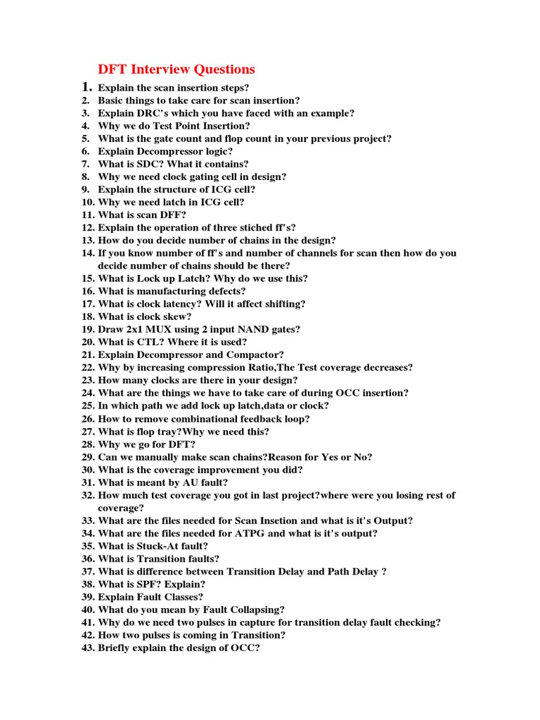 DFT Interview Questions | PDF | Digital Electronics | Electronic Engineering