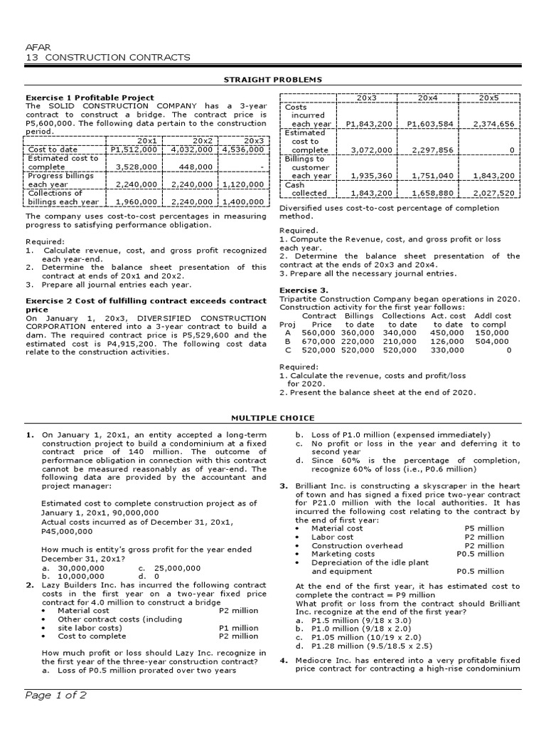 13 Long Term Construction Contracts | PDF | Cost | Depreciation
