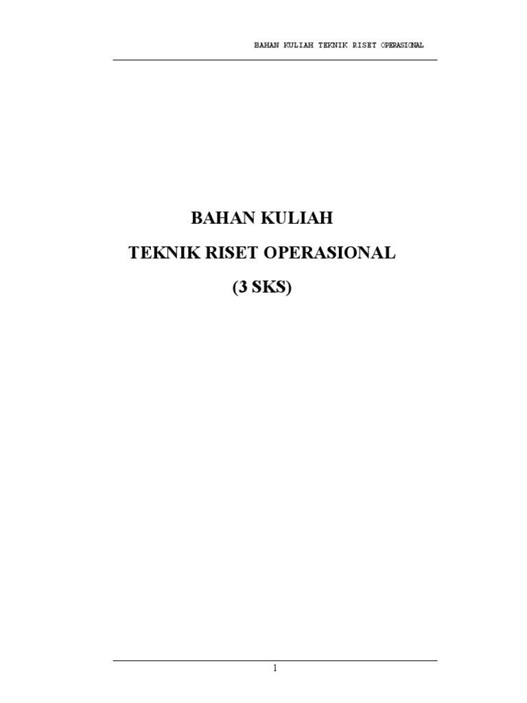 Teknik Riset Operasional | PDF | Sains & Matematika
