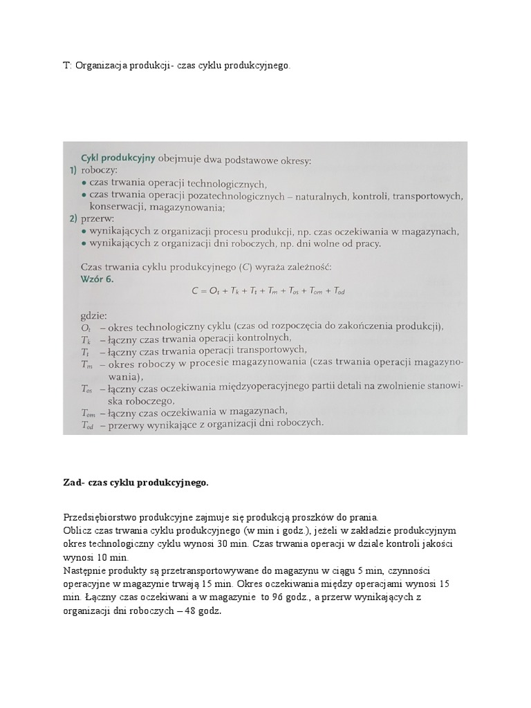 PL - 27.10.20r. Czas Cyklu Produkcyjnego | PDF