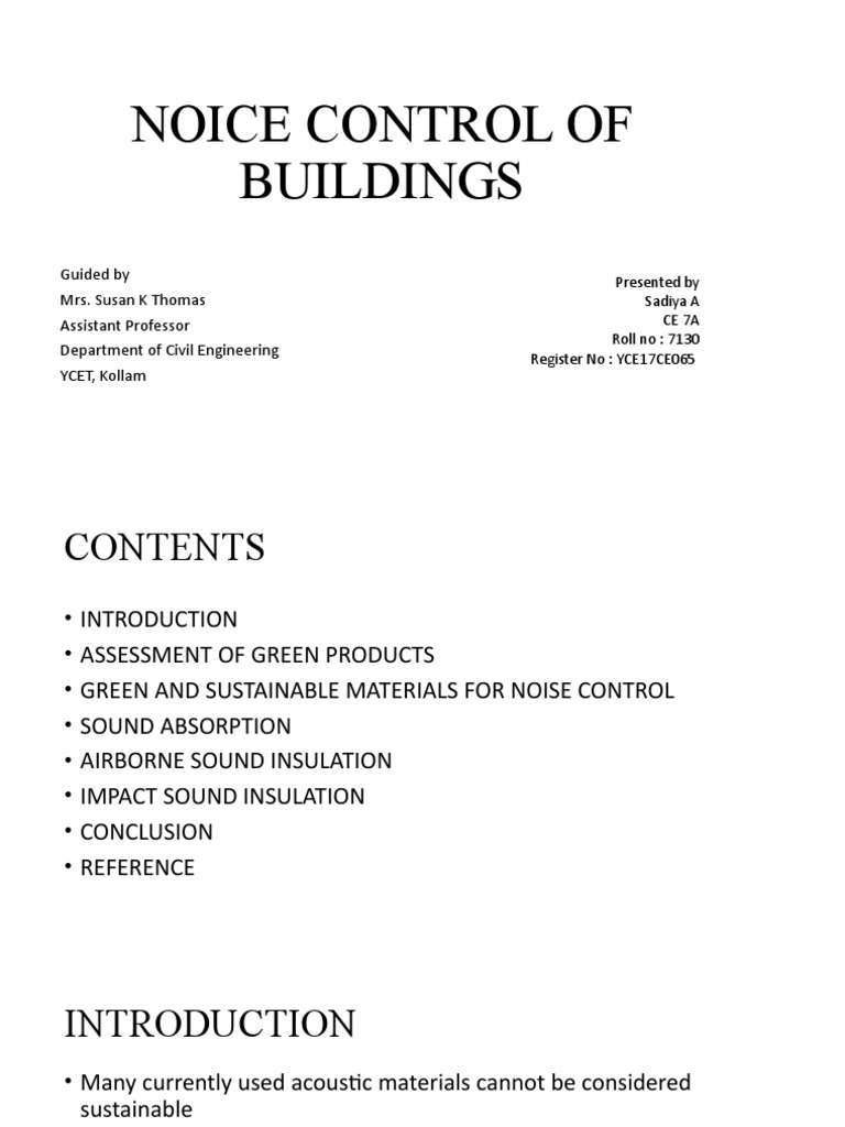 Noise Control of Buildings 1 | PDF | Building Insulation | Life Cycle ...