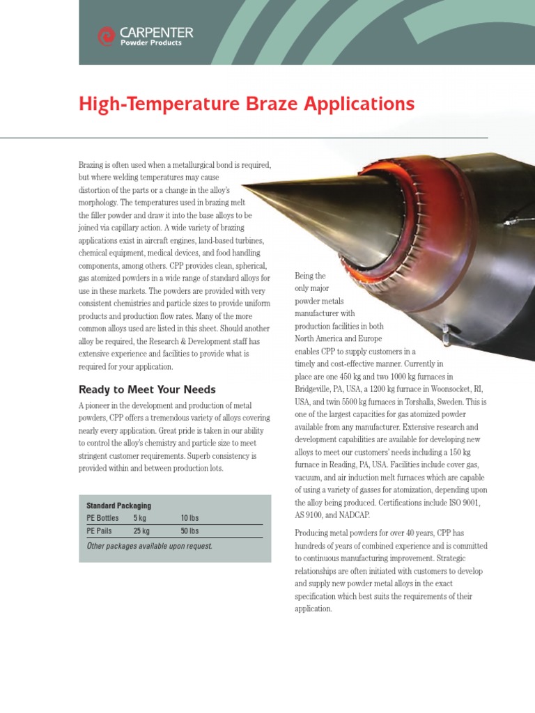High-Temperature Braze Applications: Ready To Meet Your Needs | PDF ...