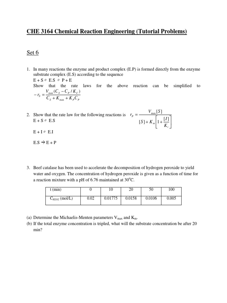 Tutorial Problems (Set 6) - Solution | PDF | Substrate (Chemistry ...
