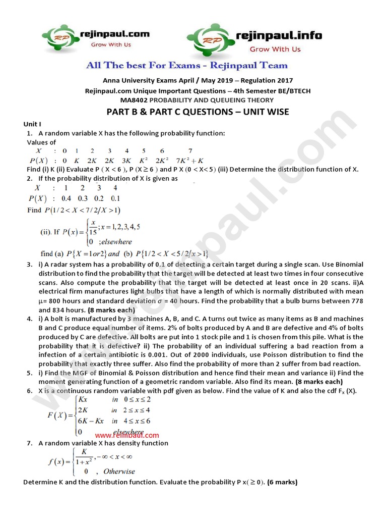 Part B & Part C Questions - Unit Wise: Anna University Exams April / May 2019 - Regulation 2017 ...