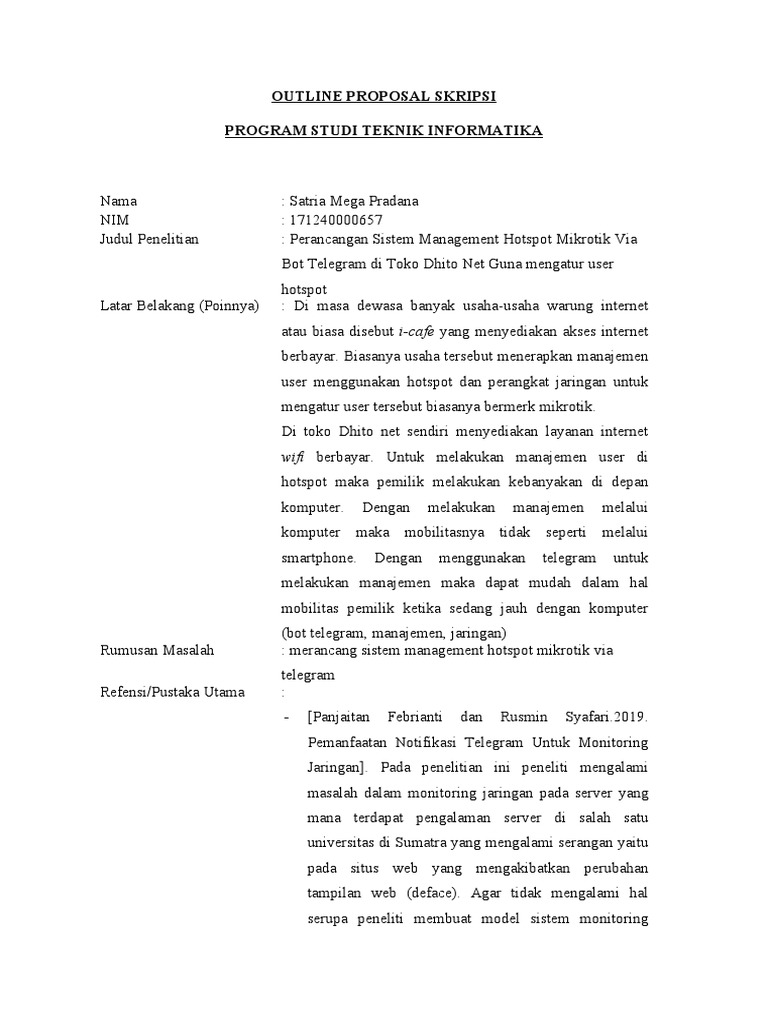 Lembar Outline Proposal Skripsi | PDF