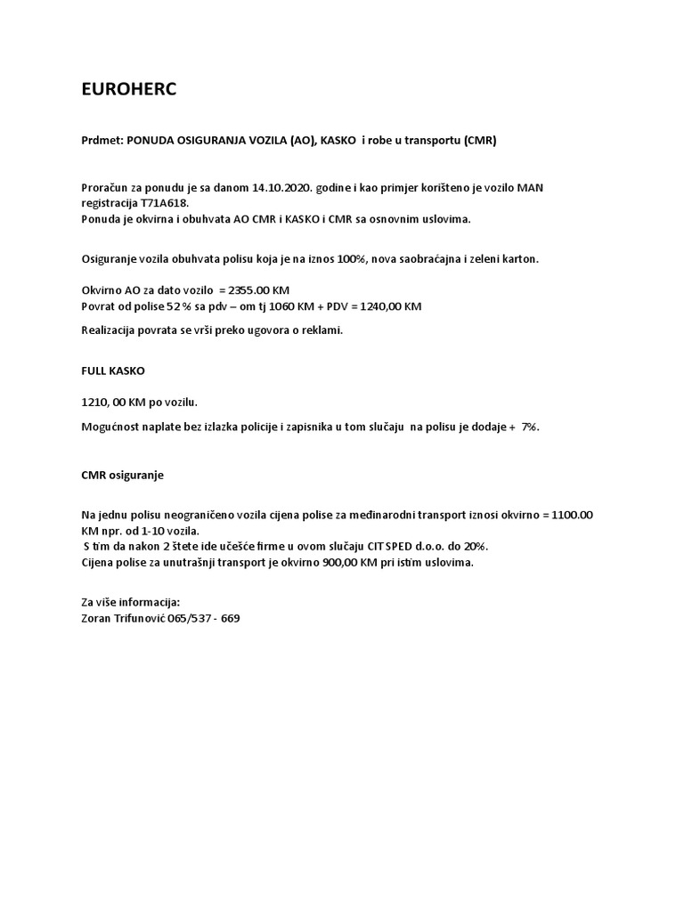 Euroherc Ponuda | PDF