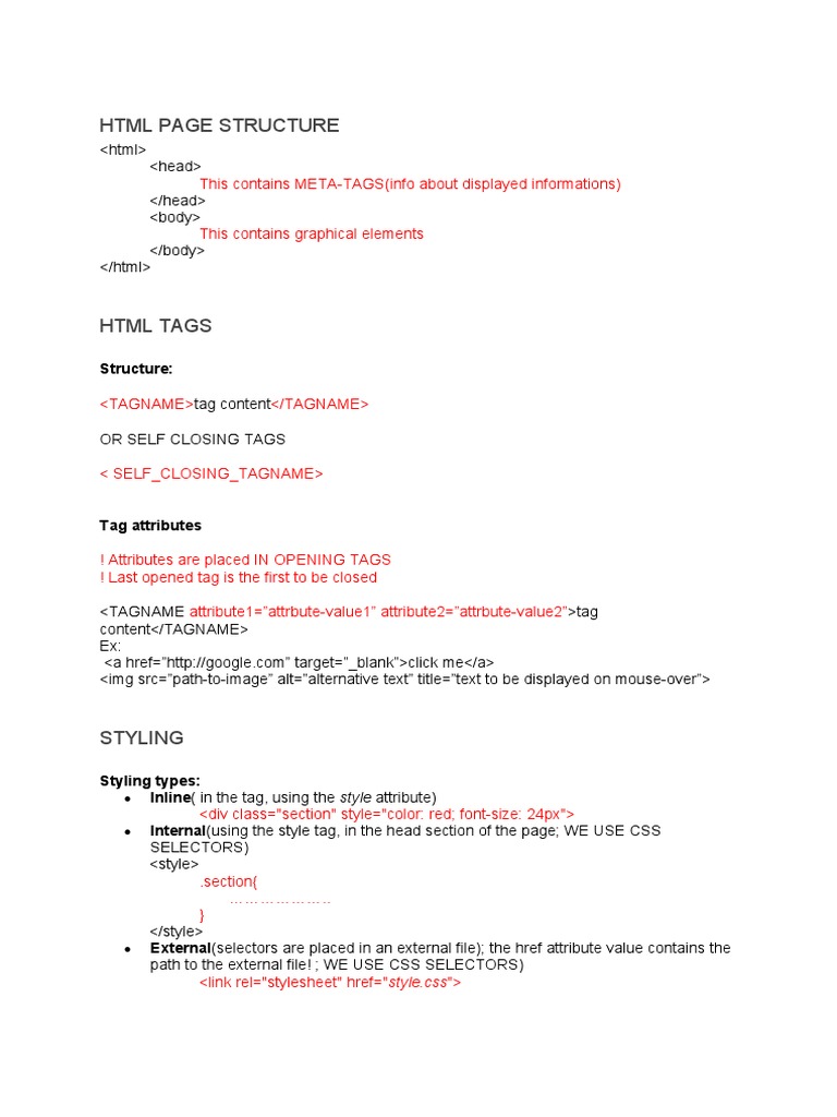 HTML Page Structure | PDF
