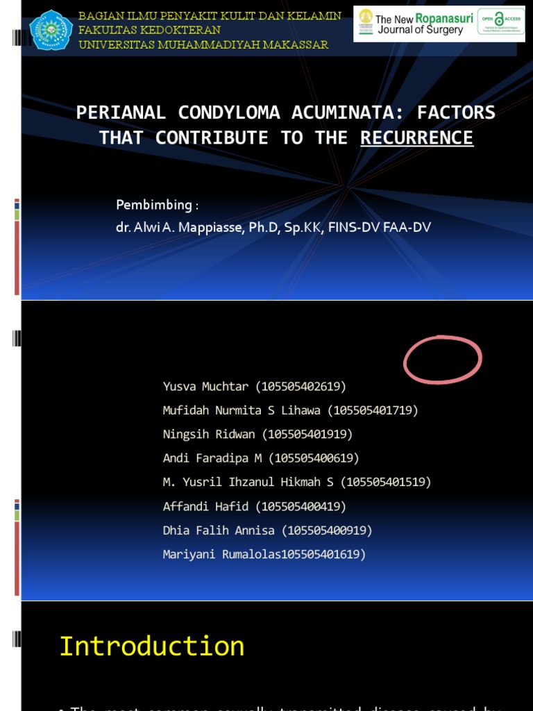 Perianal Condyloma Acuminata: Factors That Contribute To The Recurrence ...