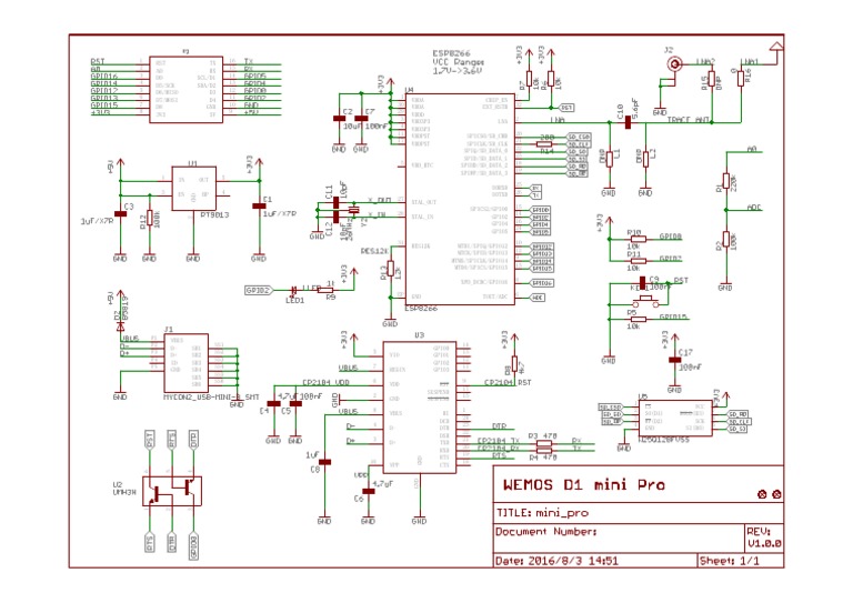 WEMOS D1 Mini Pro v.1.0.0 PDF | PDF
