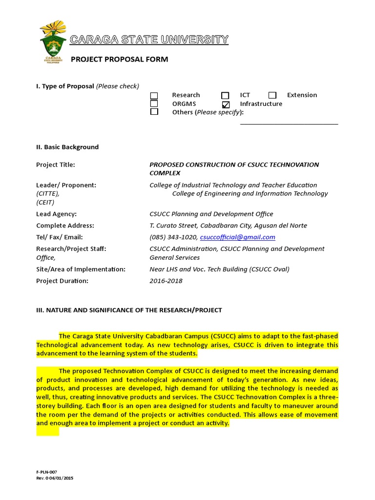 Project Proposal Form: I. Type of Proposal (Please Check) | PDF | Behavior Modification | Learning