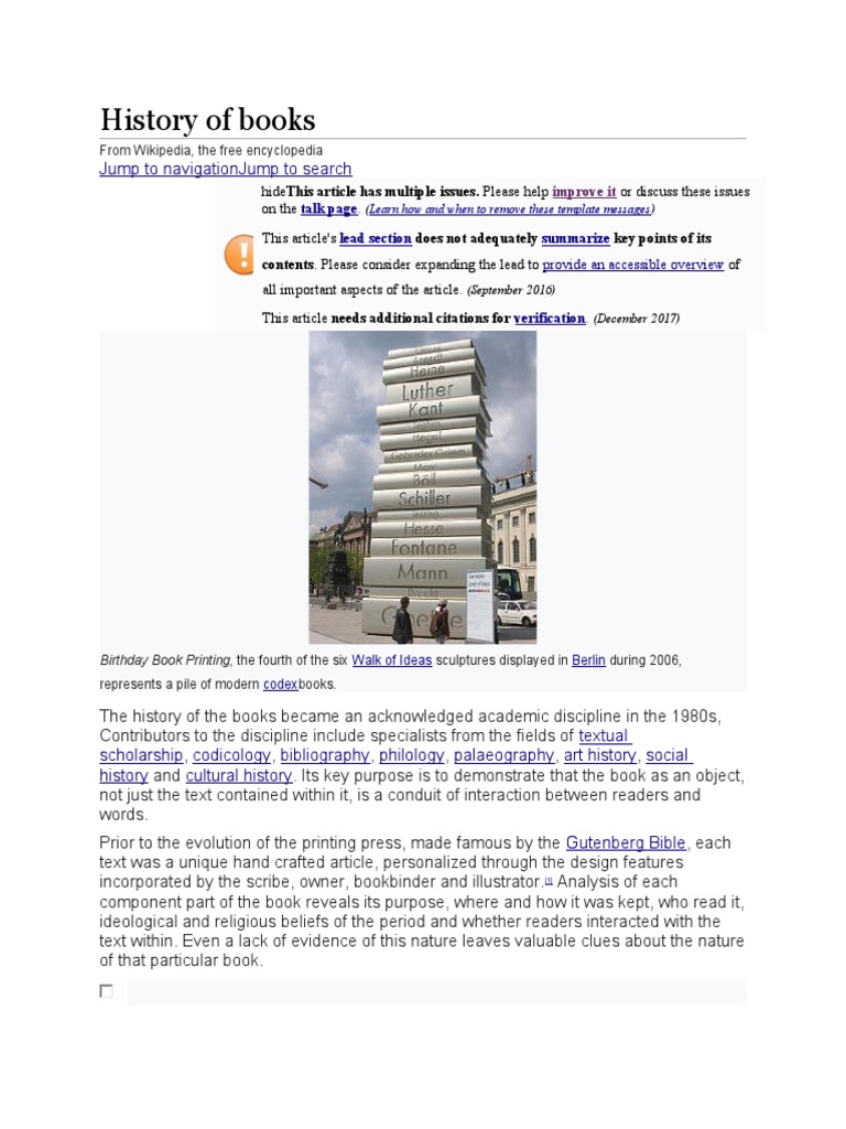History of Books | PDF | Printing | Books