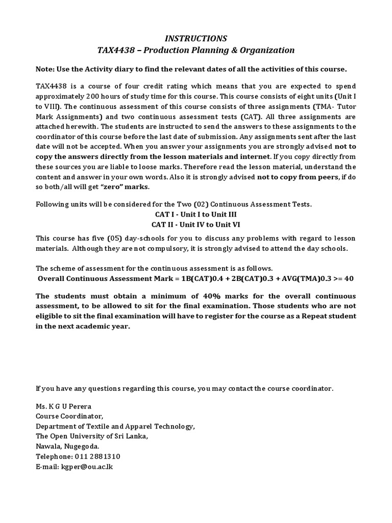 2019-TAX4438-Tutor Marked Assignments PDF | PDF | Seam (Sewing) | Clothing