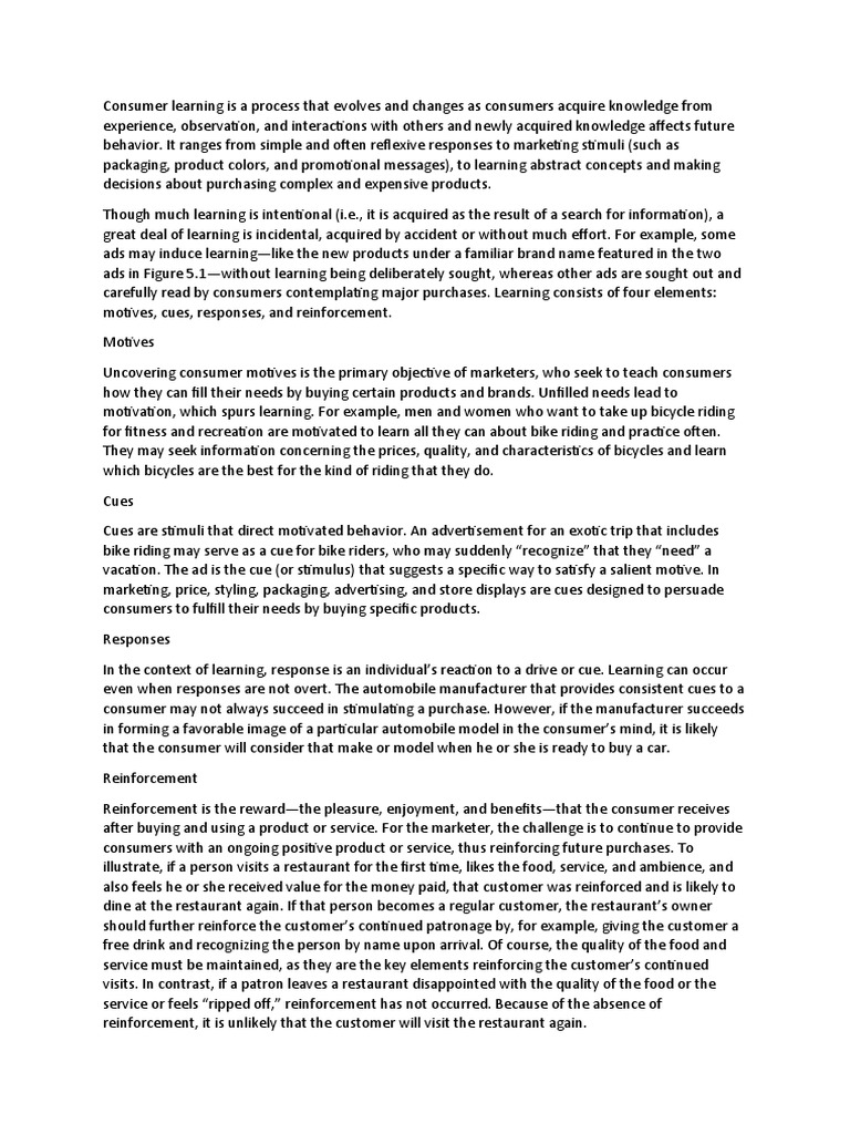 Consumer Learning | PDF | Classical Conditioning | Reinforcement