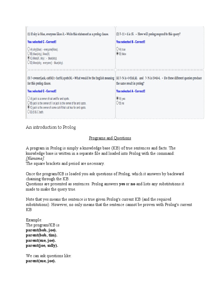An Introduction To Prolog | PDF | Knowledge Representation And Reasoning | Fuzzy Logic