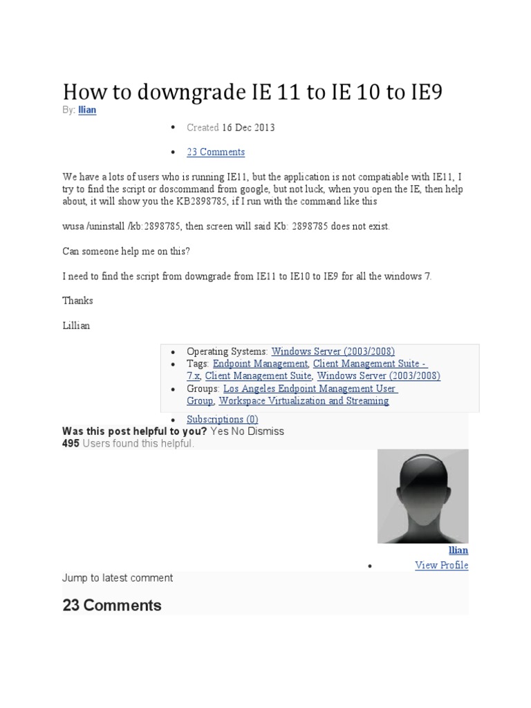Downgrading IE11 to IE10 or IE9 Guide | PDF | Internet Explorer ...
