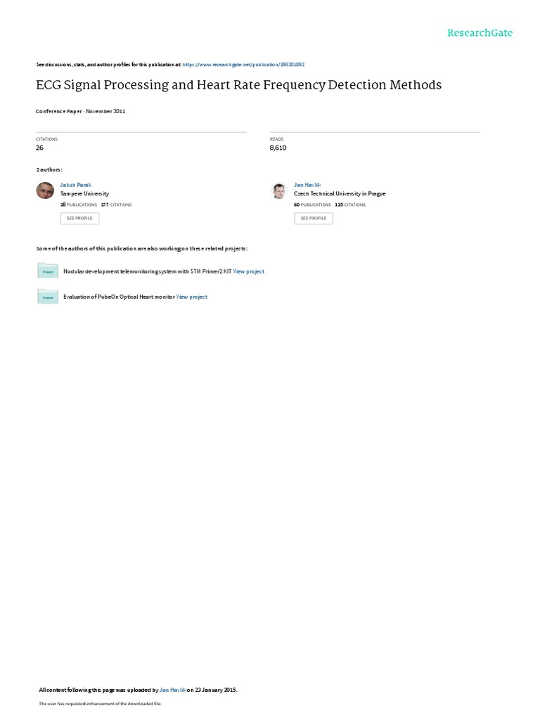 ECG Signal Processing Techniques | PDF | Digital Signal Processing | Heart Rate