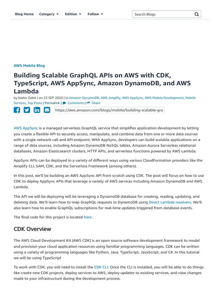 Building Scalable Graphql Apis On Aws With Cdk Typescript Aws Appsync Amazon Dynamodb And