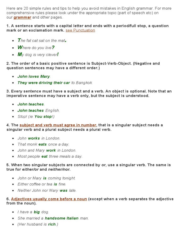 Here Are 20 Simple Rules and Tips To Help You Avoid Mistakes in English ...