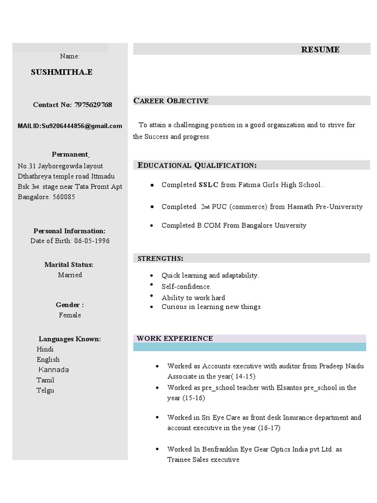 Resume Sushmitha | PDF