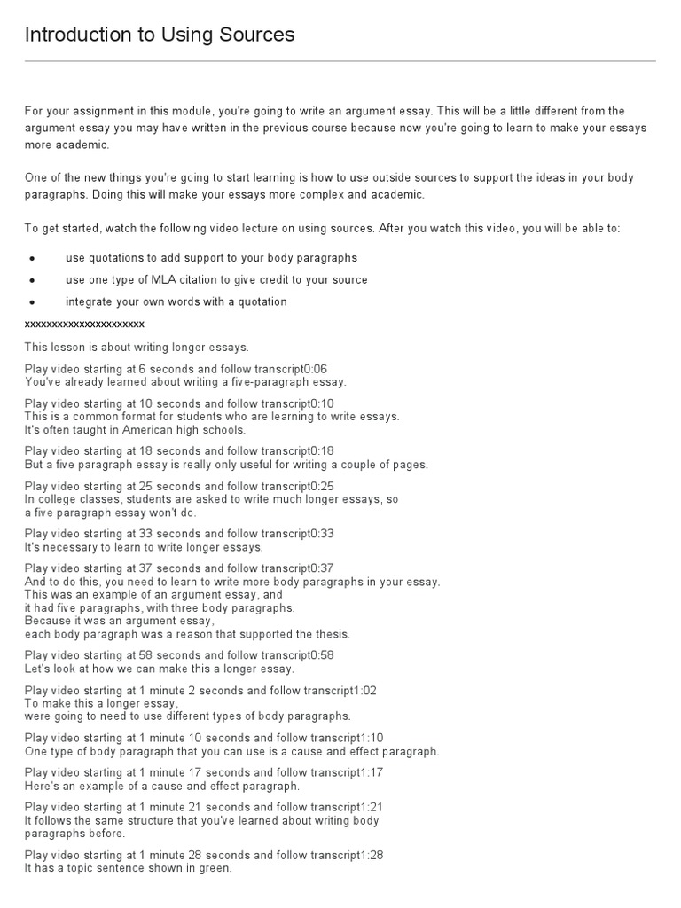 Introduction To Using Sources | PDF | Paragraph | Essays