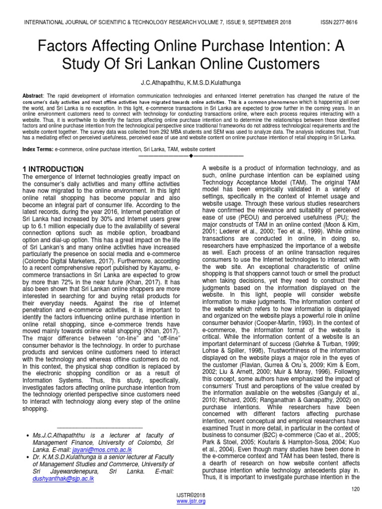 Affecting Online Purchase Intention A Study of Sri Lankan Online ...