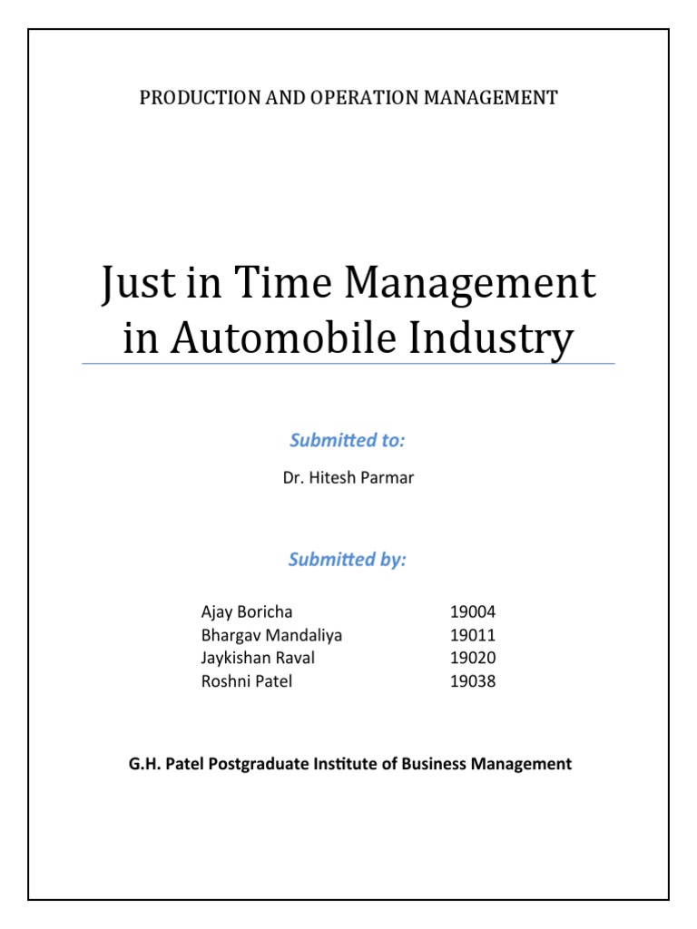 Cover Page For JIT | PDF