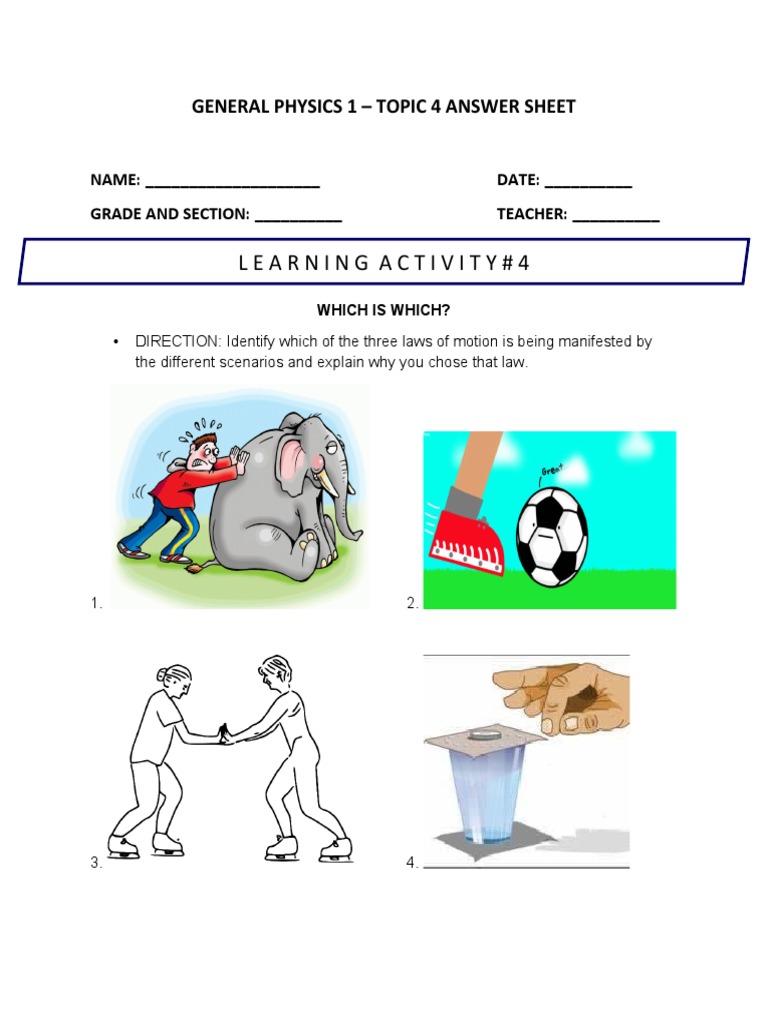 General Physics 1 - Topic 4 Answer Sheet | PDF | Teaching Methods ...