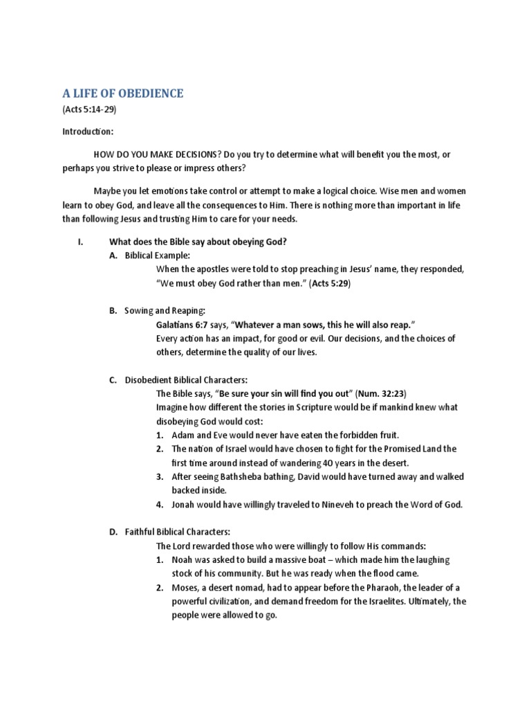 A Life of Obedience | PDF | Joshua | Bible