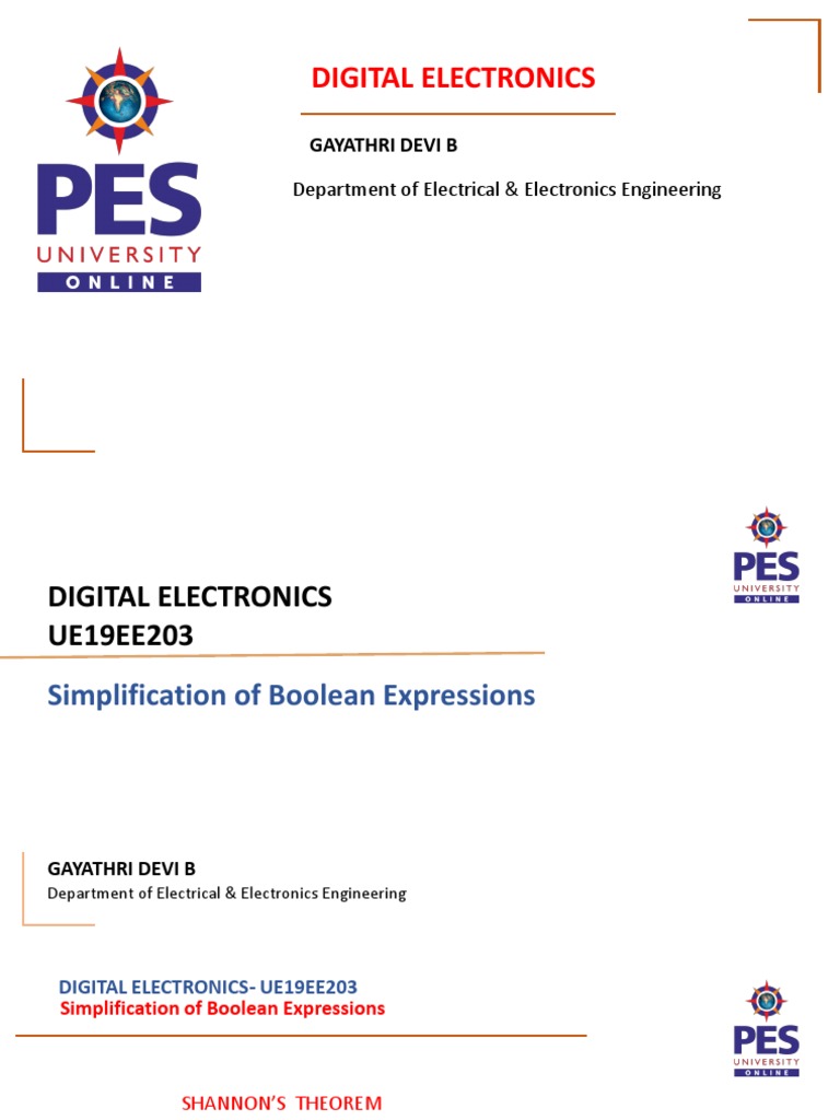 UNIT 1: Simplification of Boolean Expression | PDF | Numbers | Arithmetic