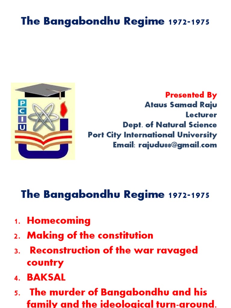(L-12) The Bangabondhu Regime 1972-1975 | PDF | Bangladesh | Government