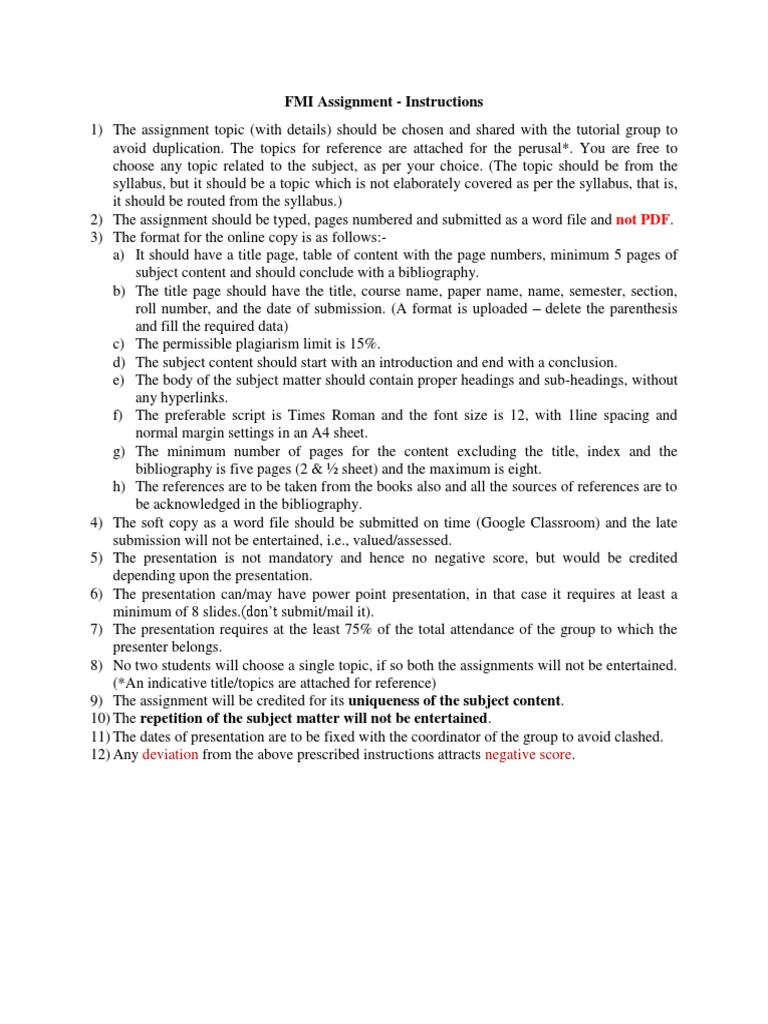 FMI Assignment - Instructions For Online Submission | PDF | Computing