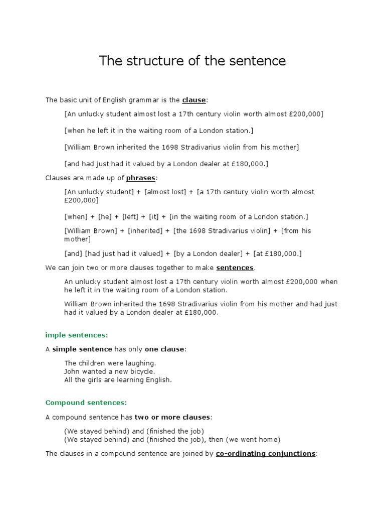 The Structure of The Sentence | PDF | Sentence (Linguistics) | Semiotics