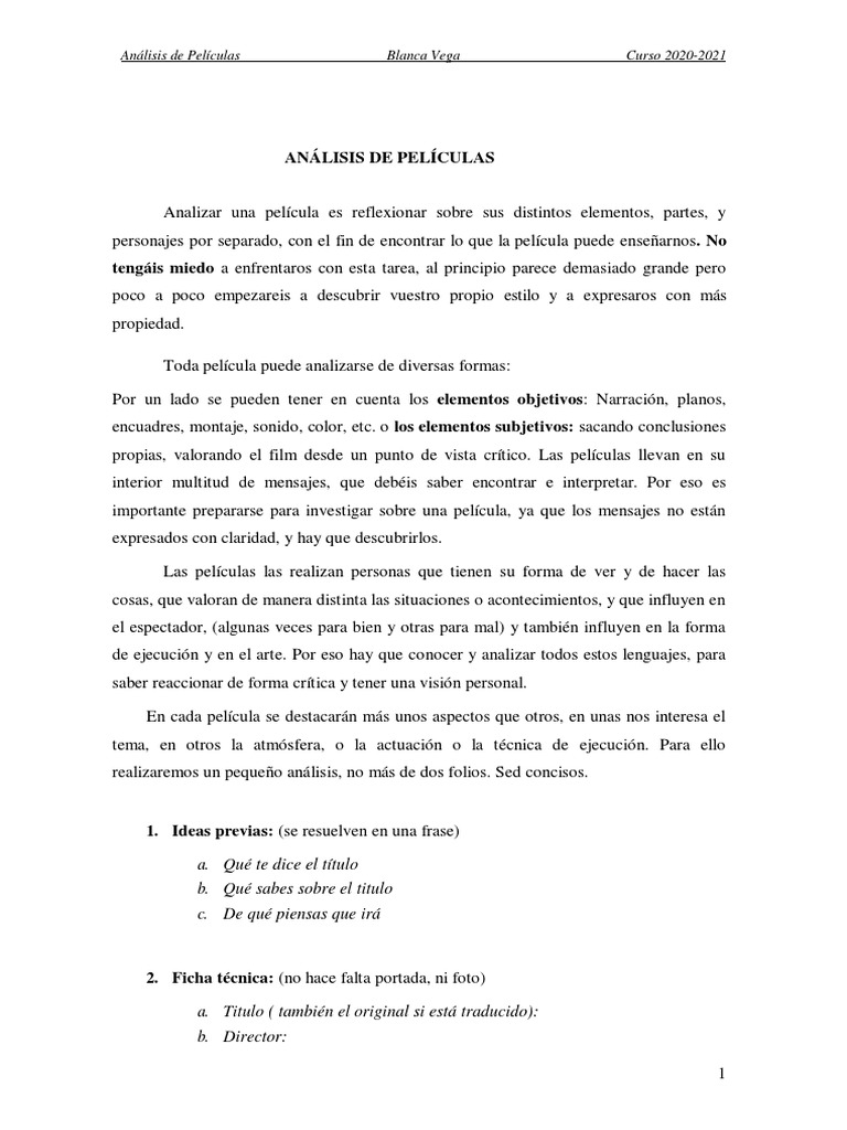 Guía Completa de Análisis Cinematográfico | PDF | Science | Ciencia y ...