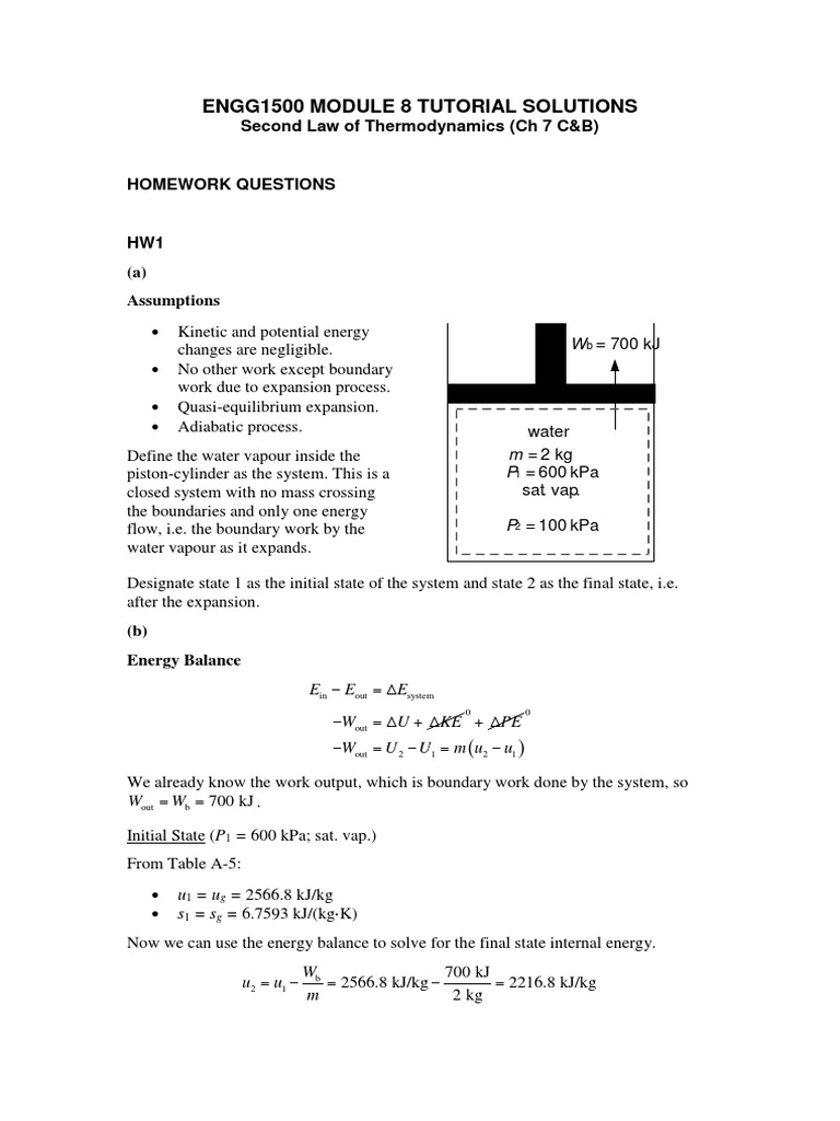 ENGG1500 Module 8 Tute Solutions | PDF | Heat | Heat Exchanger