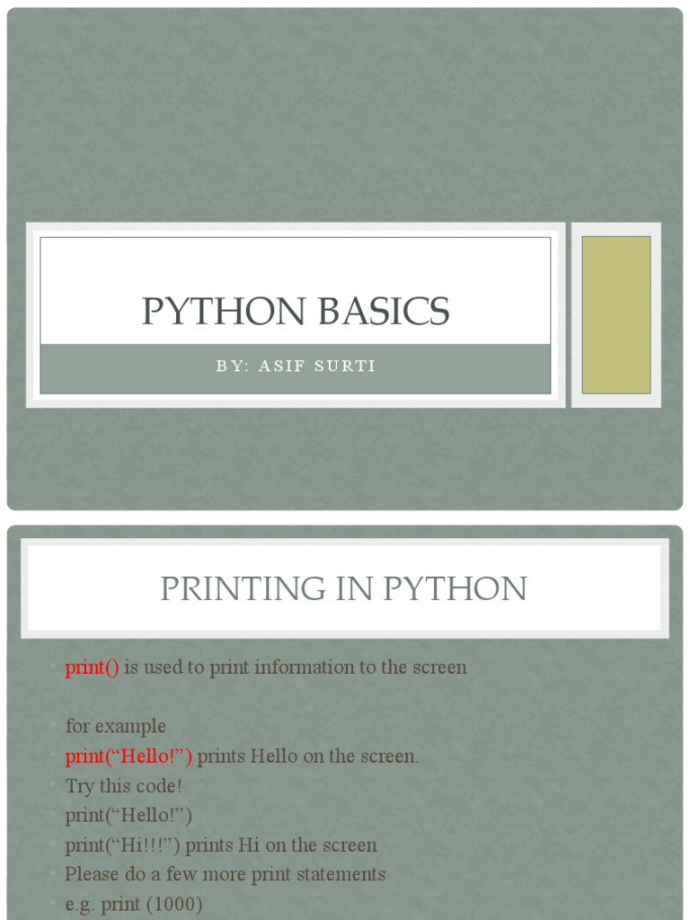 Python Basics: By: Asif Surti | PDF | String (Computer Science ...