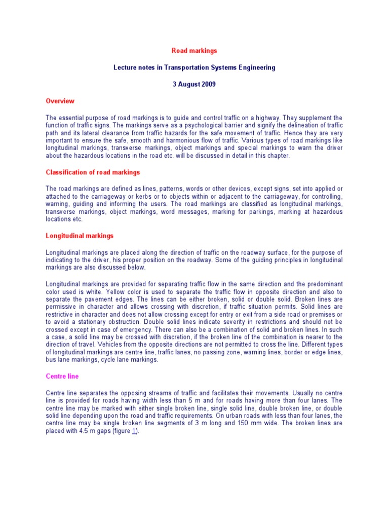 Road Markings: Lecture Notes in Transportation Systems Engineering 3 ...