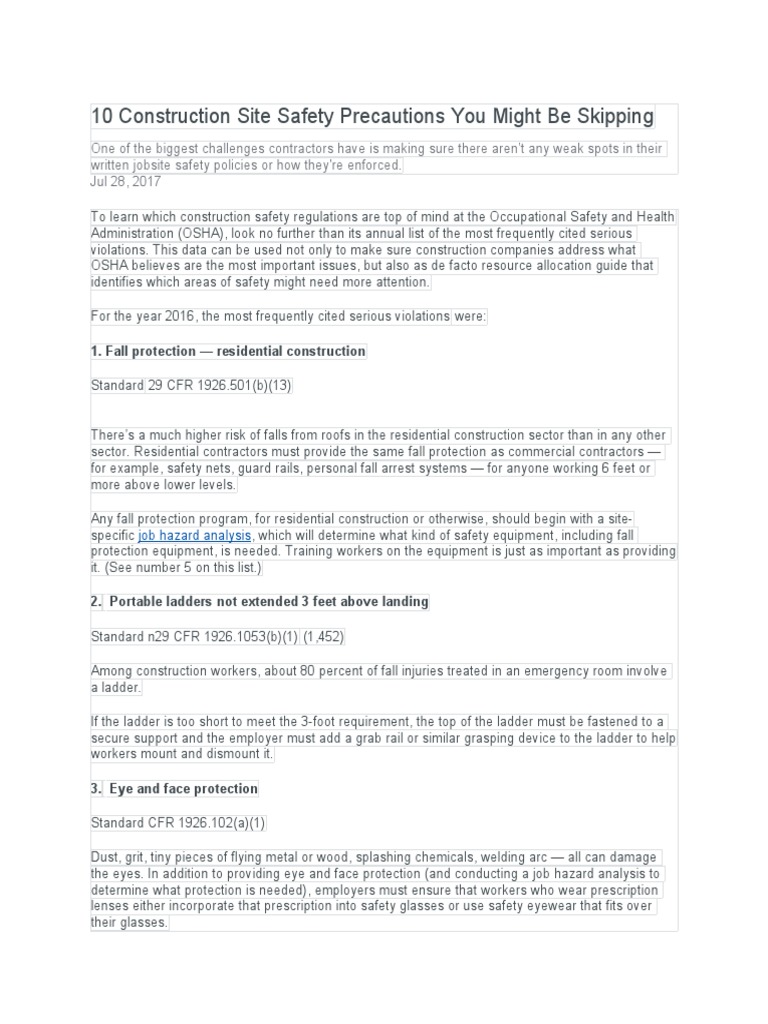 10 Construction Site Safety Precautions You Might Be Skipping ...