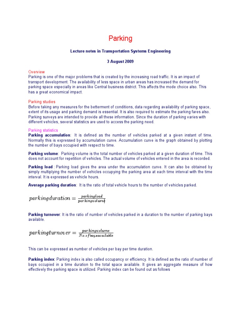 Parking Statistics | PDF | Parking | Parking Lot