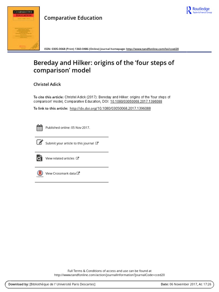 Bereday and Hilker - Origins of The Four Steps of Comparison' Mode PDF ...