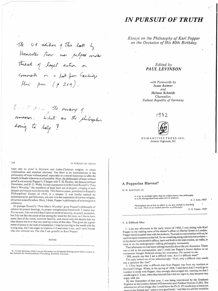 In Pursuit of Truth - Popperian Harvest PDF | PDF | Philosophy Of ...