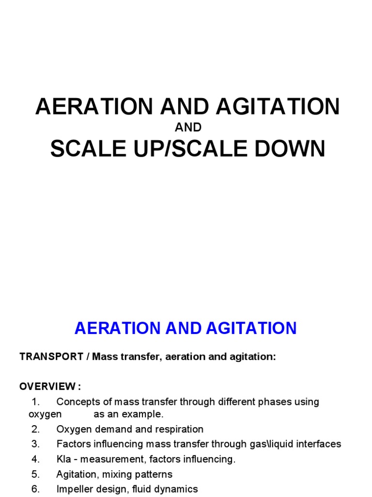 Aeration and Agitation in Bioreactors | PDF | Chemical Reactor ...