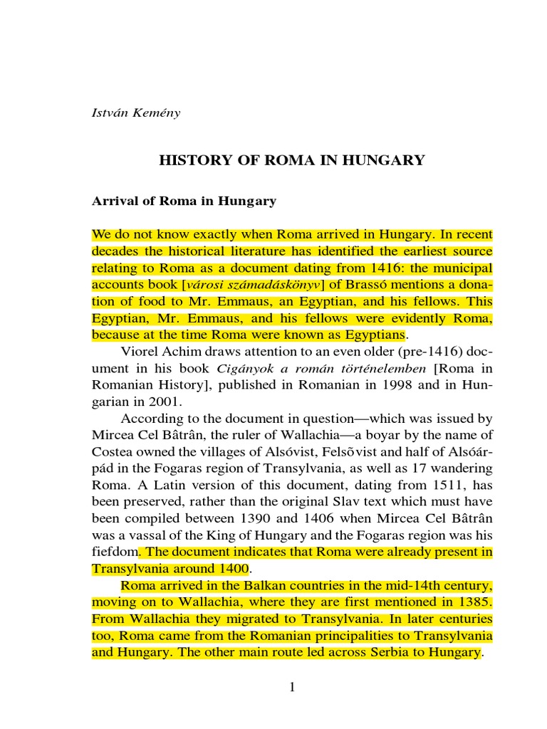 History of Roma in Hungary | PDF | Hungary | Romani People