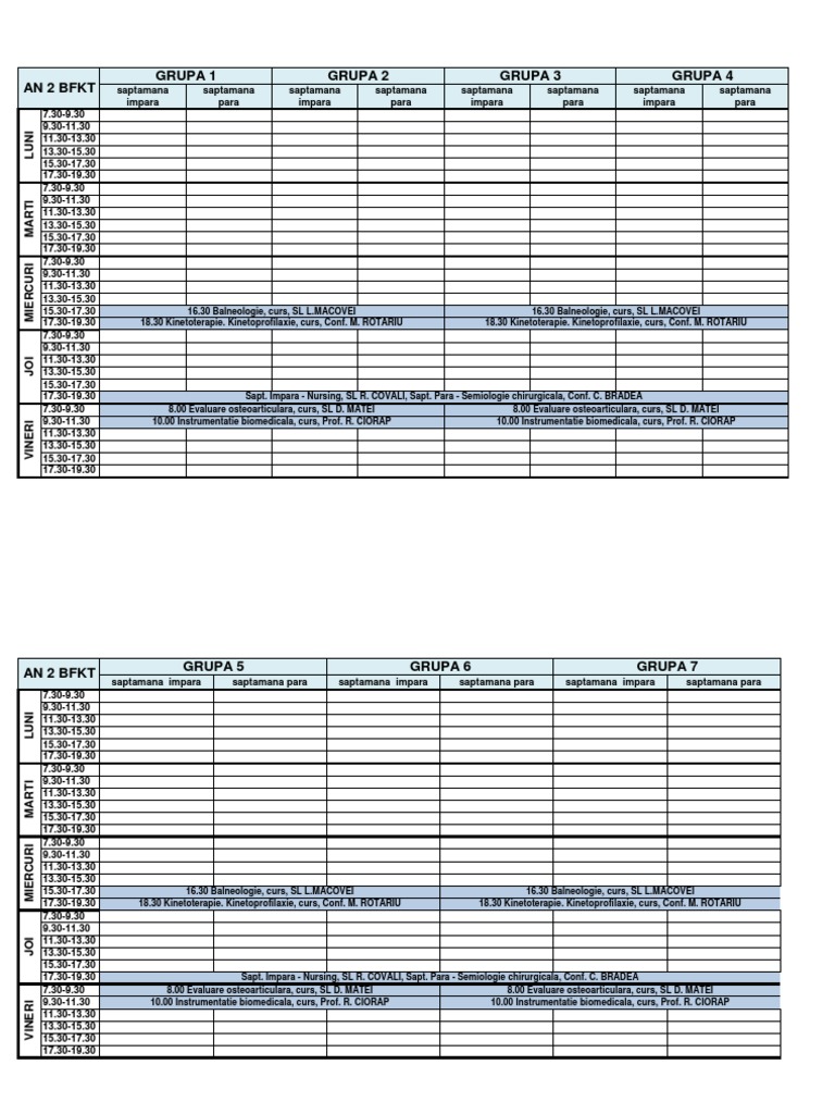 Orar BFKT 2 - RO Bun PDF | PDF | Salud y bienestar