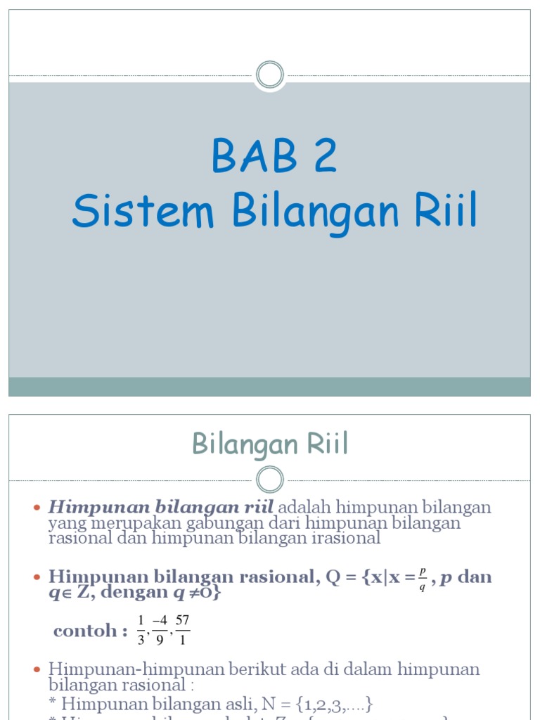 Bab 2 Sistem Bilangan Riil | PDF