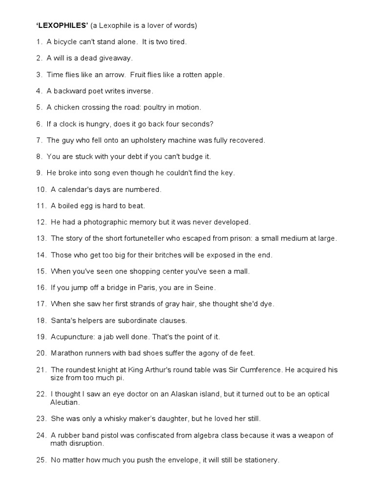 LEXOPHILES' (A Lexophile Is A Lover of Words) | PDF | Nature