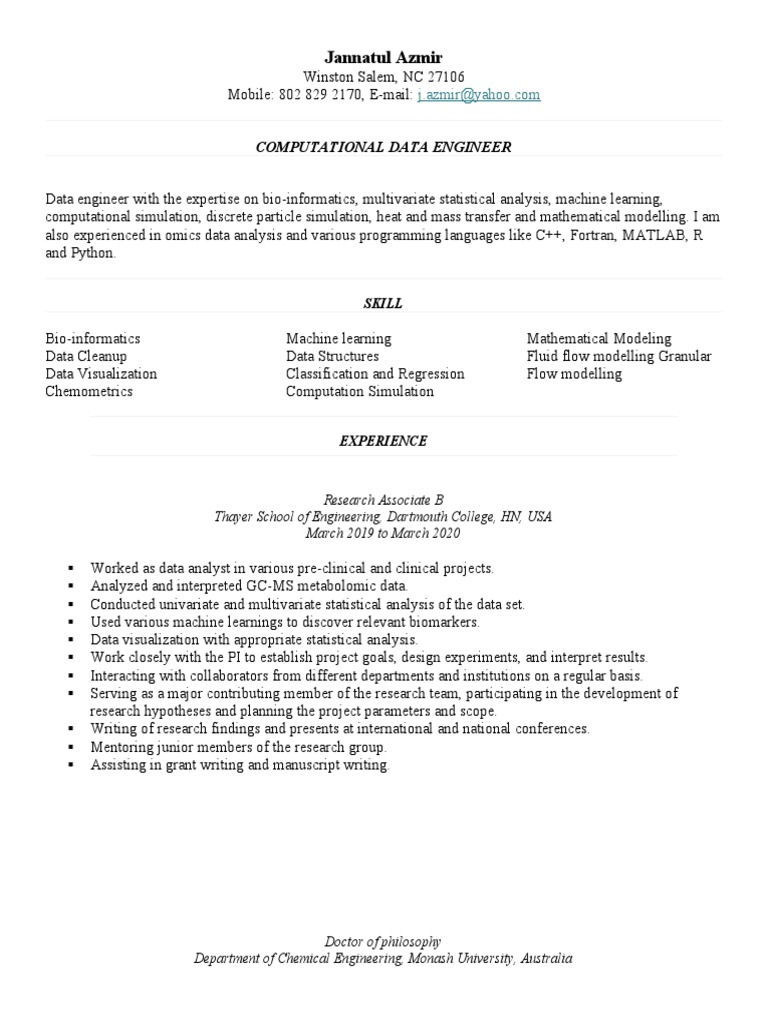 CV - Jannatul Azmir-Shaun WFIRM | PDF | Polyphenol | Chromatography