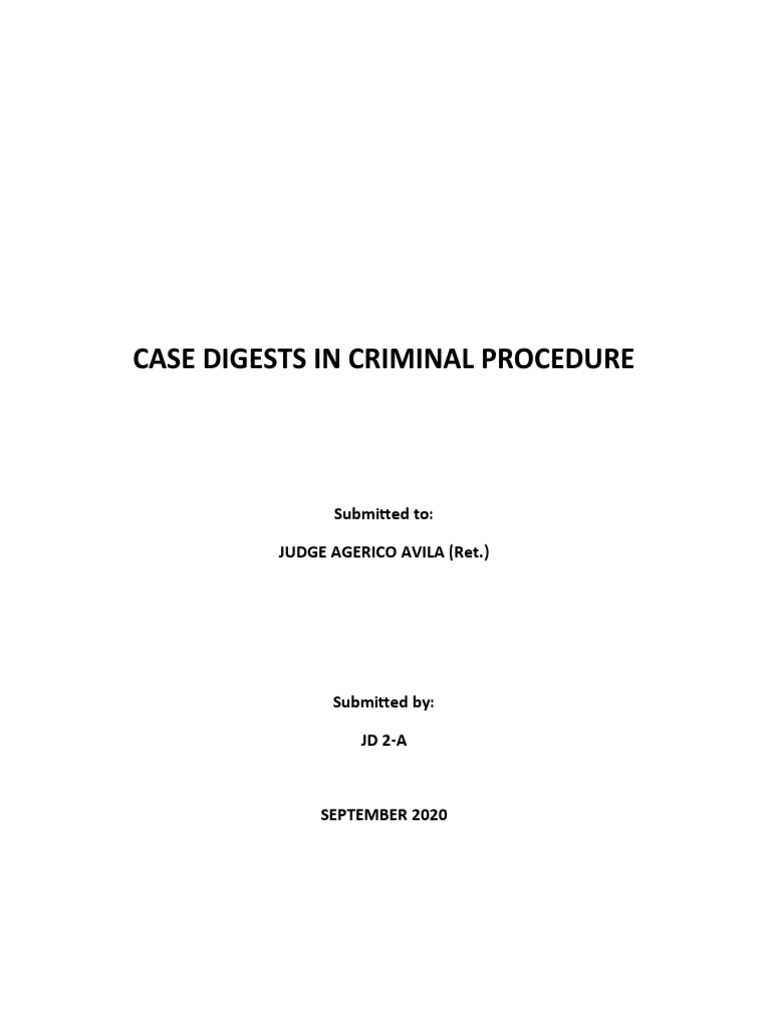 Case Digests in Criminal Procedure | PDF | Acquittal | Jurisdiction