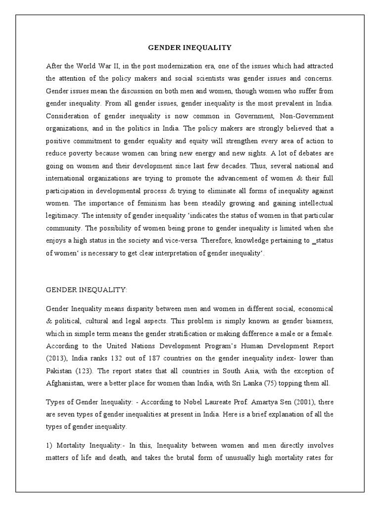 Gender Inequality | PDF | Gender Inequality | Gender Studies