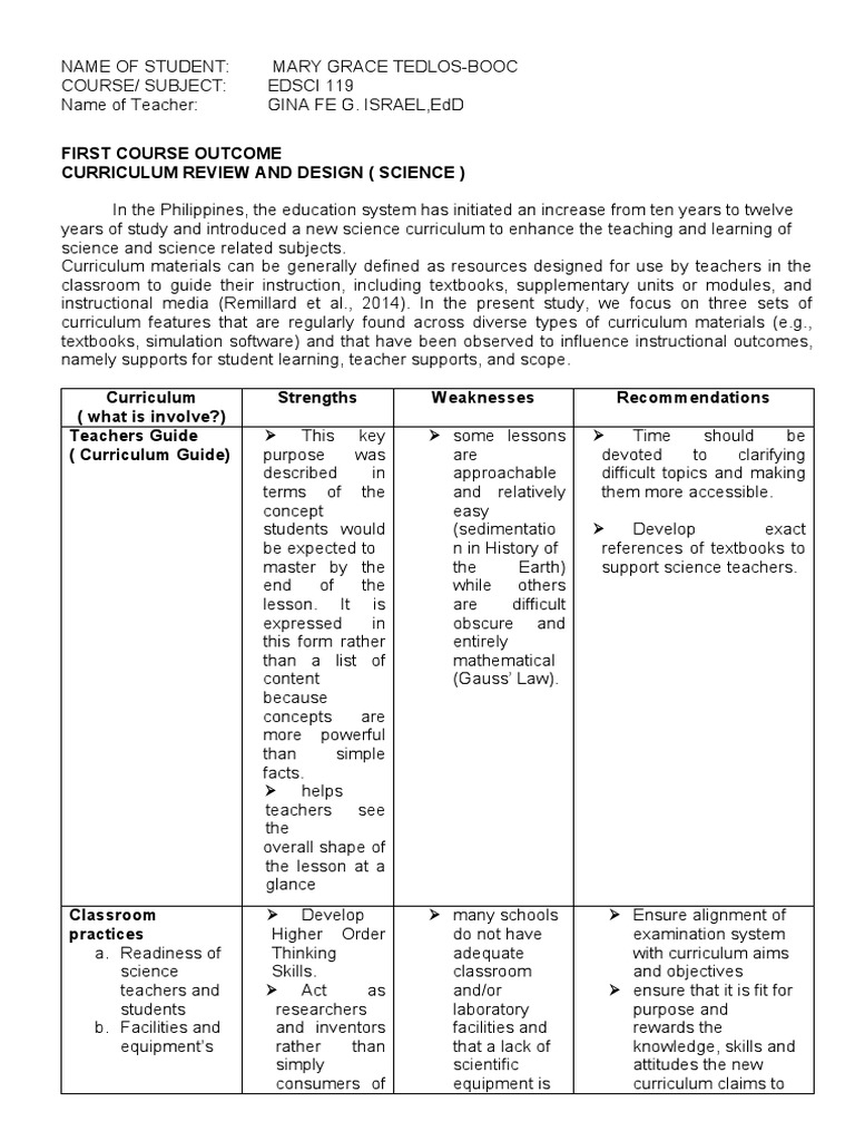 "Philippines Science Curriculum Review" | PDF | Curriculum | Teachers