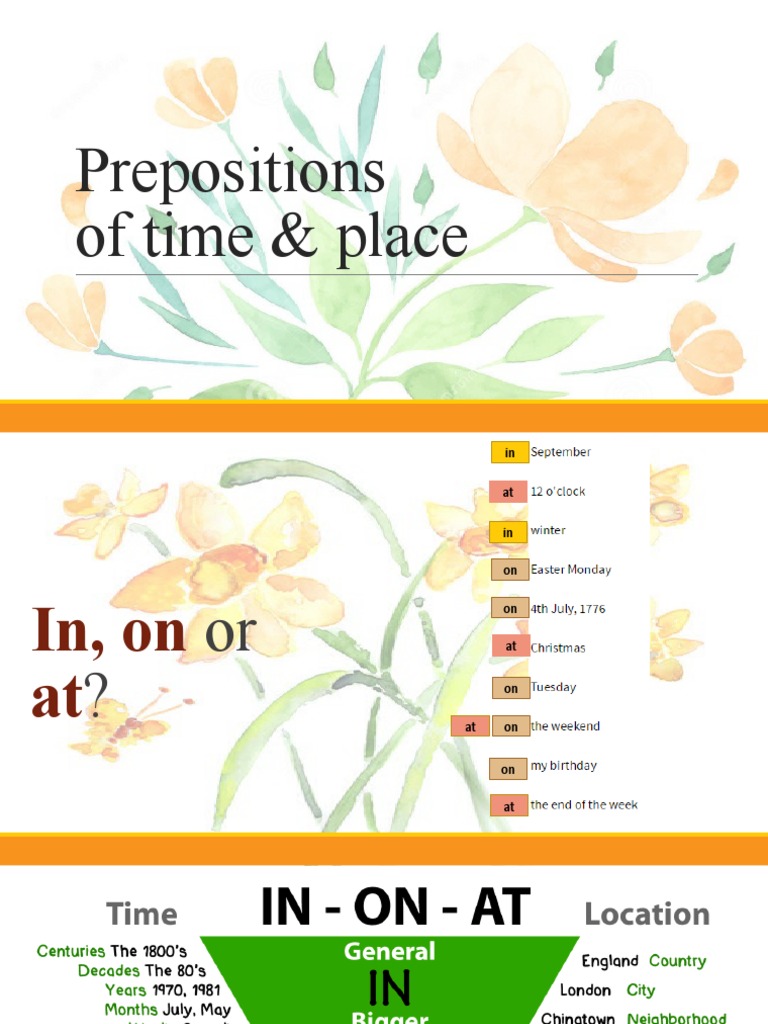 Prepositions of Time & Place | PDF